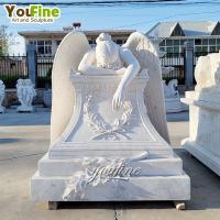 China Marble Angel Statue Weeping Angel Tombstone for Cemetery for sale