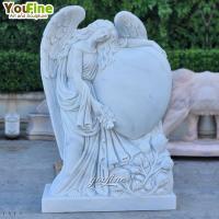 China Hand Carved Modern Outdoor Garden Marble Angel Statue Bench Headstone for sale