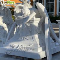 China Hand Carved Outdoor Cemetery White Angel Grabstein Marble Weeping for sale