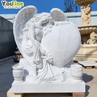 China Hand Carved Outdoor Cemetery White Angel Grabstein Marble Weeping for sale