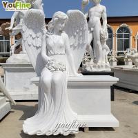 China Life Size Outdoor Garden Modern Marble Sit Angel Sculpture Statue for sale