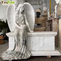China Life Size Outdoor Garden Modern Marble Sit Angel Sculpture Statue for sale