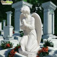 China Europe Garden Stone White Marble Sad Angel Statue Tombstone for Graves for sale