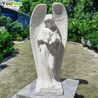 China Europe Garden Stone White Marble Sad Angel Statue Tombstone for Graves for sale