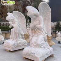 China Europe Garden Stone White Marble Sad Angel Statue Tombstone for Graves for sale