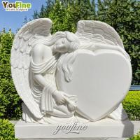 China Life Size Outdoor Marble Angel Cemetery Tombstone Monument Statue for sale