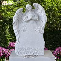 China Life Size Outdoor Marble Angel Cemetery Tombstone Monument Statue for sale