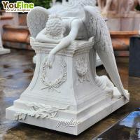 China Life Size Outdoor Marble Angel Cemetery Tombstone Monument Statue for sale