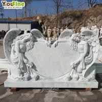 China Life Size Outdoor Marble Angel Cemetery Tombstone Monument Statue for sale