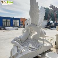 China Hand Carved Famous Life Size Outdoor Marble Cupid and Psyche Sculpture Statue for sale