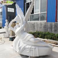 China Hand Carved Famous Life Size Outdoor Marble Cupid and Psyche Sculpture Statue for sale