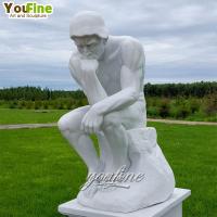 China Philosophical Thinker Sculpture University Stone Roman Male Marble Sitting Man Statue for sale