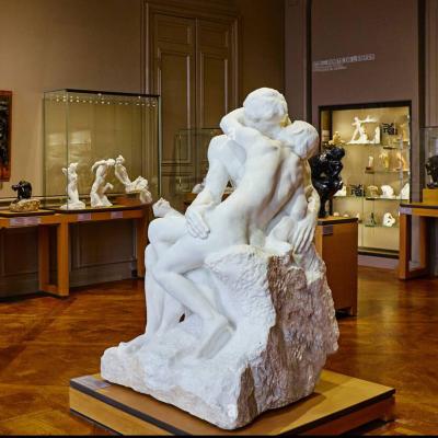 China Classic High Quality White Rodin Marble Kiss the Lover Sculpture Statue for Sale for sale