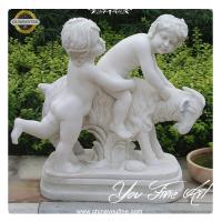 China Life Size Natural Stone Famous Marble Nude Sitting Boy with Thorn Statue for sale