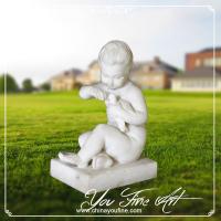 China Life Size Natural Stone Famous Marble Nude Sitting Boy with Thorn Statue for sale
