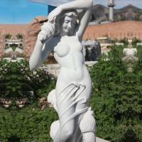 China Life Size Decoration White Marble Woman Statue with Conch for sale
