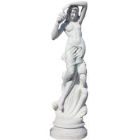 China Life Size Decoration White Marble Woman Statue with Conch for sale