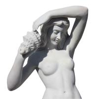 China Life Size Decoration White Marble Woman Statue with Conch for sale