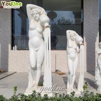 China Decorative Real Size Natural Nude Woman the Divine Water Goddess Garden Marble Statue for sale