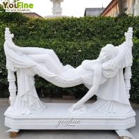 China Lying in Hammock Hand Carved Marble Woman Statue for sale
