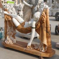 China Lying in Hammock Hand Carved Marble Woman Statue for sale