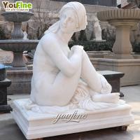 China Life Size Hand Carved Natural Stone Marble Lying Nude Woman Statues for sale