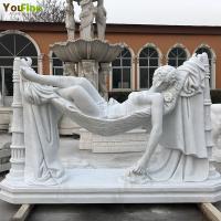China Life Size Hand Carved Natural Stone Marble Lying Nude Woman Statues for sale