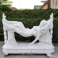 China Life Size Hand Carved Natural Stone Marble Lying Nude Woman Statues for sale