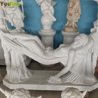 China Life Size Outdoor Garden Decor Natural Marble Lying Lady Statue for sale