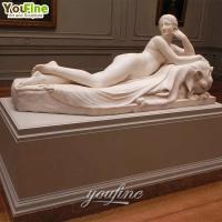 China Life Size Outdoor Garden Decor Natural Marble Lying Lady Statue for sale