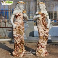 China Hand Carved Life Size Outdoor Standing Onyx Marble Lady Statue for sale
