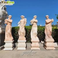 China Outdoor Garden Life Size Carved Ladies Sculptures Lady Coloured 4 Seasons Marble Statues for sale
