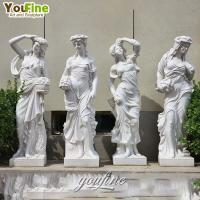 China Outdoor Garden Life Size Carved Ladies Sculptures Lady Coloured 4 Seasons Marble Statues for sale