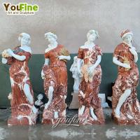 China Modern Outdoor Garden Red Life Size Marble Statues Four Season Statue for sale