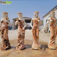 China Modern Outdoor Garden Red Life Size Marble Statues Four Season Statue for sale