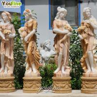 China Modern Outdoor Garden Red Life Size Marble Statues Four Season Statue for sale
