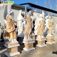 China High-Quality Outdoor Garden Decor Life Size White Stone Sculpture Suppliers Four Seasons Marble Statue Woman for sale