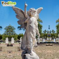China Natural White Marble Angel Statue with Cross Statue Tombstone for Sale for sale