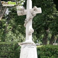 China Natural White Marble Angel Statue with Cross Statue Tombstone for Sale for sale