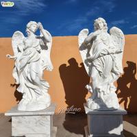 China Natural White Marble Angel Statue with Cross Statue Tombstone for Sale for sale