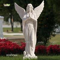 China Natural White Marble Angel Statue with Cross Statue Tombstone for Sale for sale