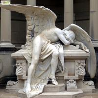 China Hand Carved Carving White Sculpture Marble Sleeping Angel Statue for sale
