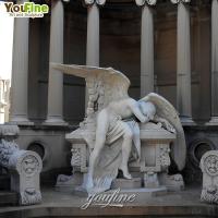 China Hand Carved Carving White Sculpture Marble Sleeping Angel Statue for sale