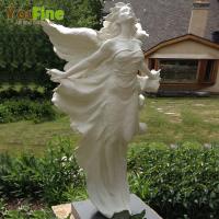 China Hand Carved Marble Wings Angel Sculpture for Garden for sale