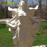 China Hand Carved Marble Wings Angel Sculpture for Garden for sale