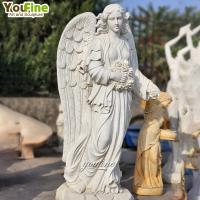 China Hand Carved Marble Wings Angel Sculpture for Garden for sale