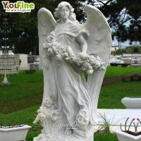 China Hand Carved Marble Wings Angel Sculpture for Garden for sale
