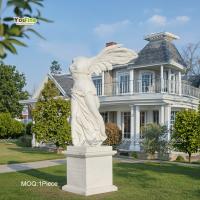 China Hand Carved Marble Wings Angel Sculpture for Garden for sale