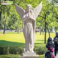China Custom Size Design Outdoor Garden Life Size Marble Angel Statues for Cemetery for sale