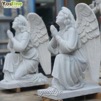 China Custom Size Design Outdoor Garden Life Size Marble Angel Statues for Cemetery for sale